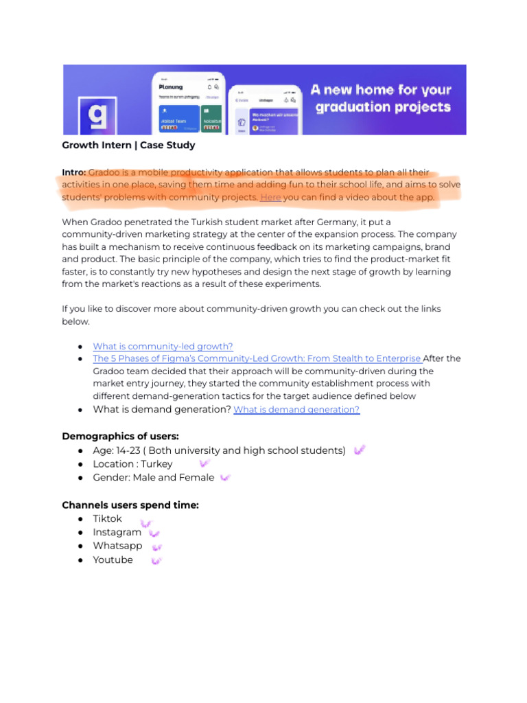 Gradoo Growth Intern Case Study | PDF | Target Audience | Marketing