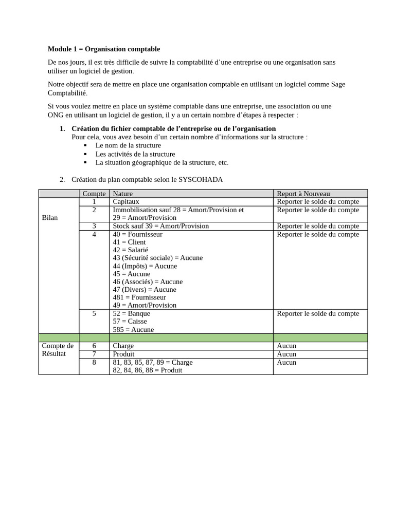 Organisation comptable avec Sage | PDF