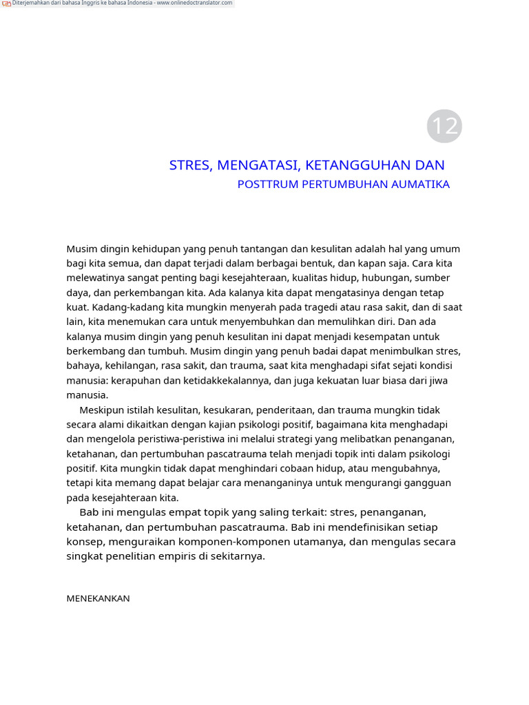 Mengatasi Stres dan Ketahanan Psikologis | PDF