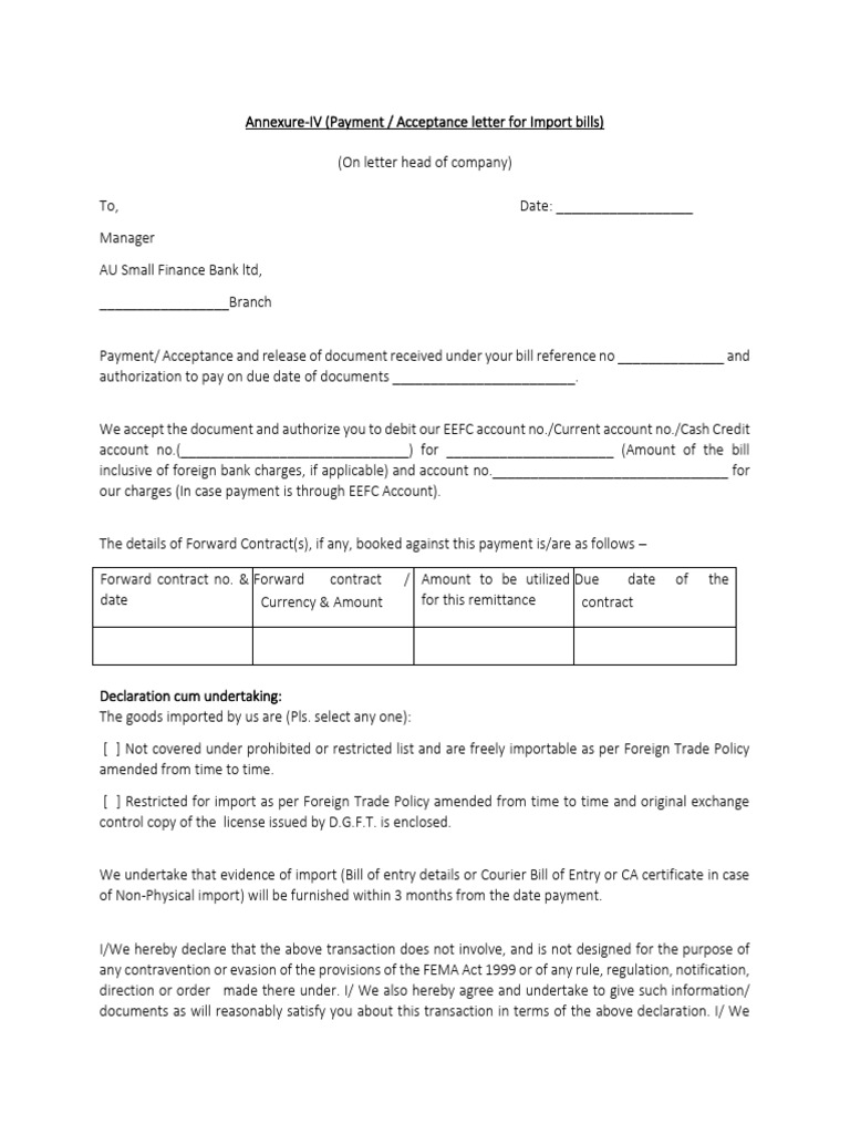 Payment Direction Letter for Imports | PDF | Payments | Money
