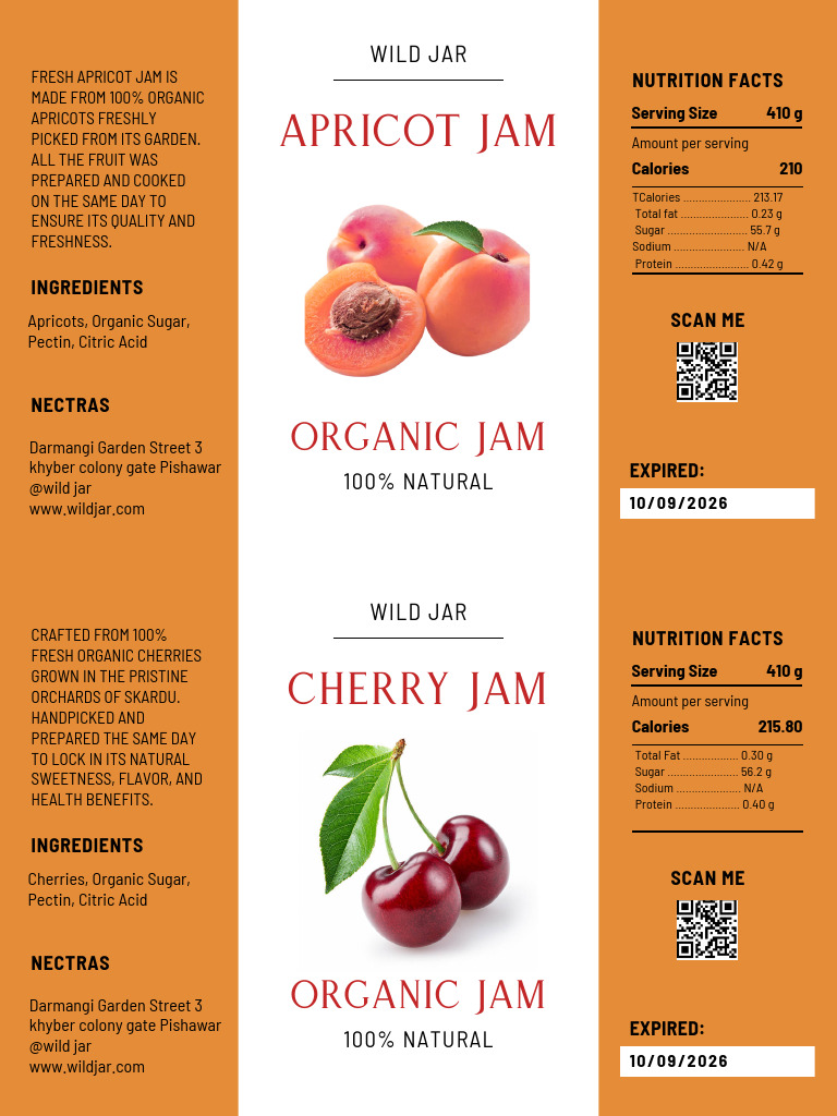 Organic Jam Varieties and Nutrition Facts | PDF | Fruit Preserves ...