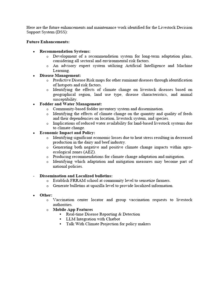 Future Enhancements for Livestock DSS | PDF