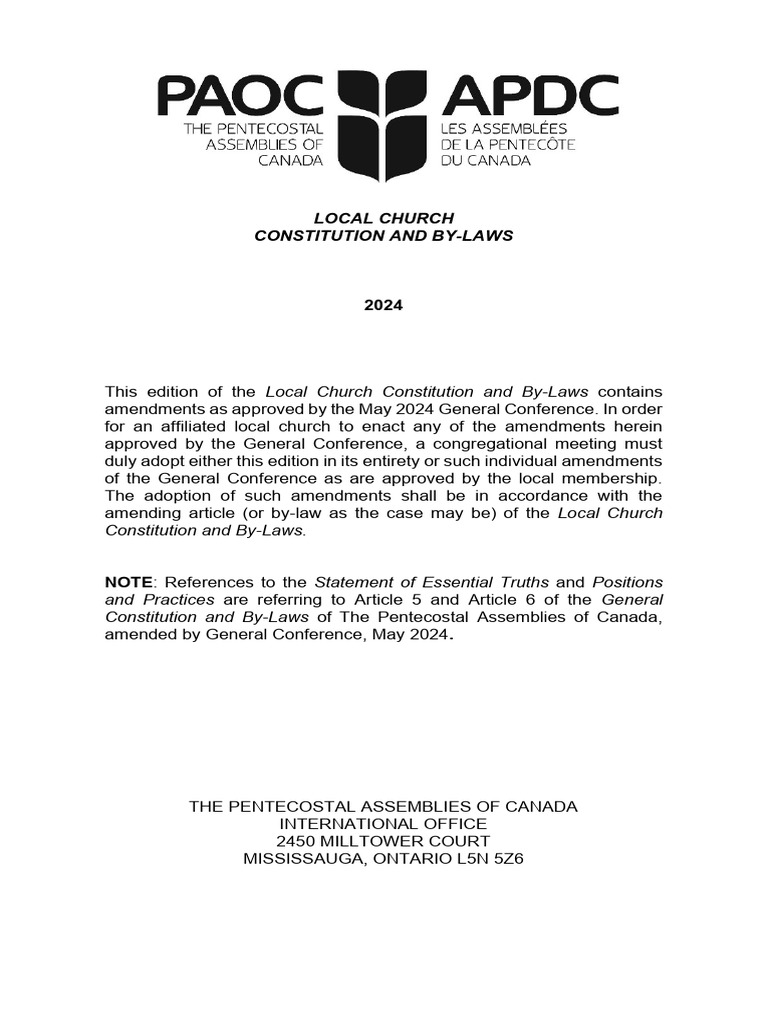 Local Church Constitution 2024 Edition | PDF | Baptism