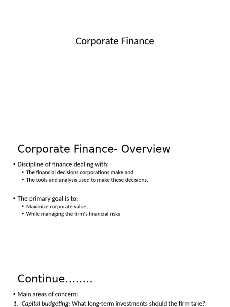Unit 1 Introduction To Corporate Finance | PDF | Corporate Social ...