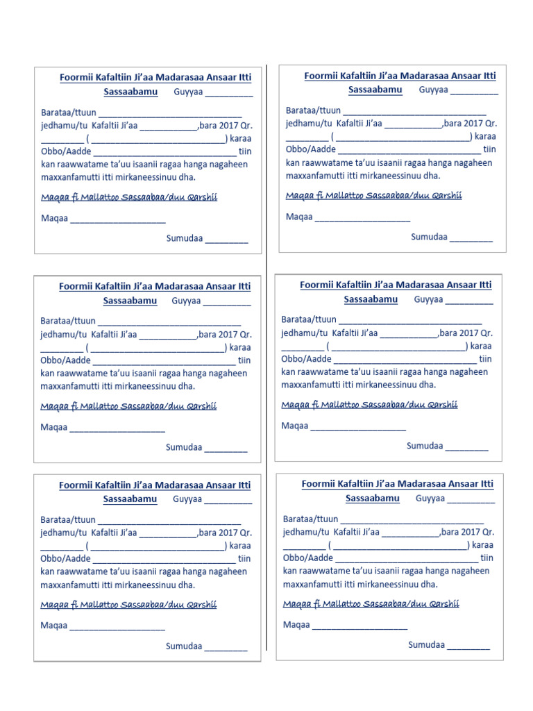 Foormii Kafaltii Jiaa | PDF