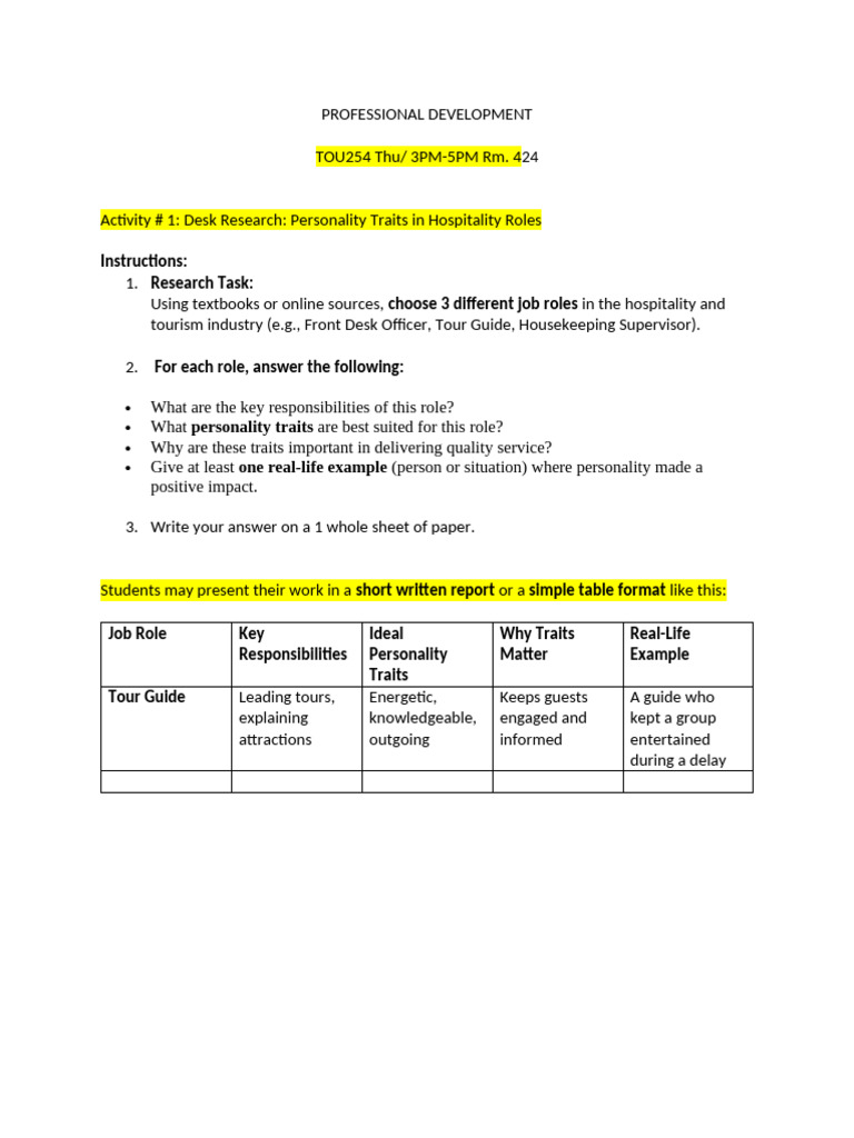 Prof Dev. Activity 1 Tou 254 | PDF
