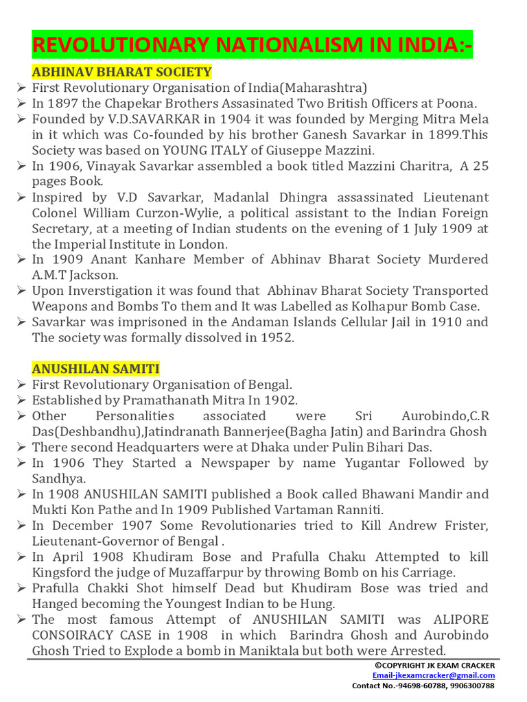 Revolutionary Nationalism in India | PDF | Indian Independence Movement ...