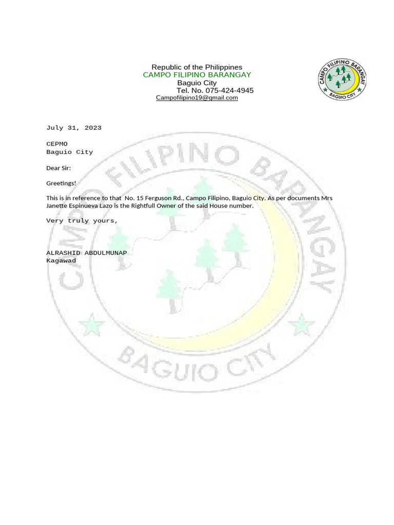 Campo Filipino Barangay Official Documents | PDF | Disaster Risk ...