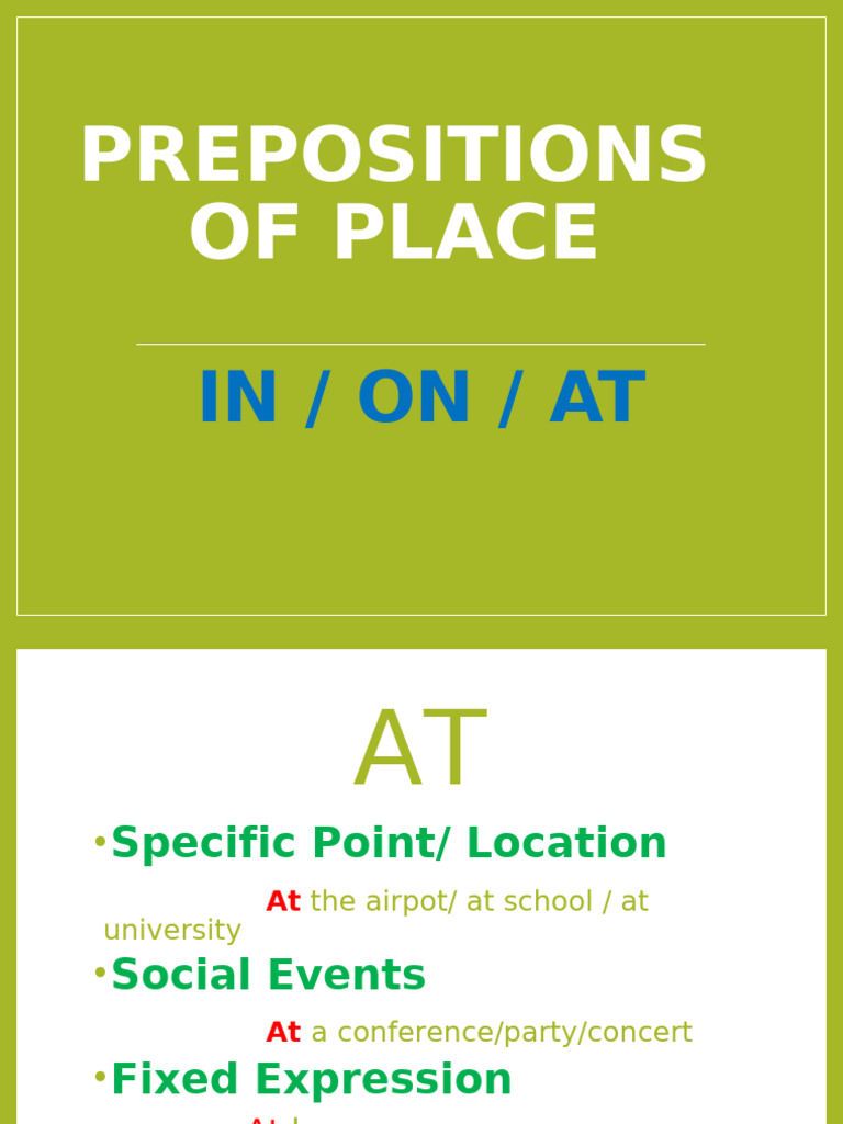 Prepositions of Place in On at Theory Grammar Drills 119363 | PDF
