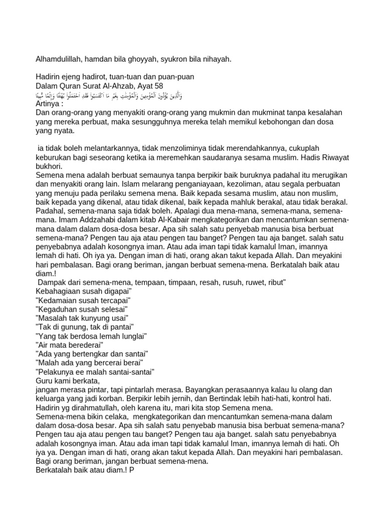 PIDATO SEMENA MENA | PDF