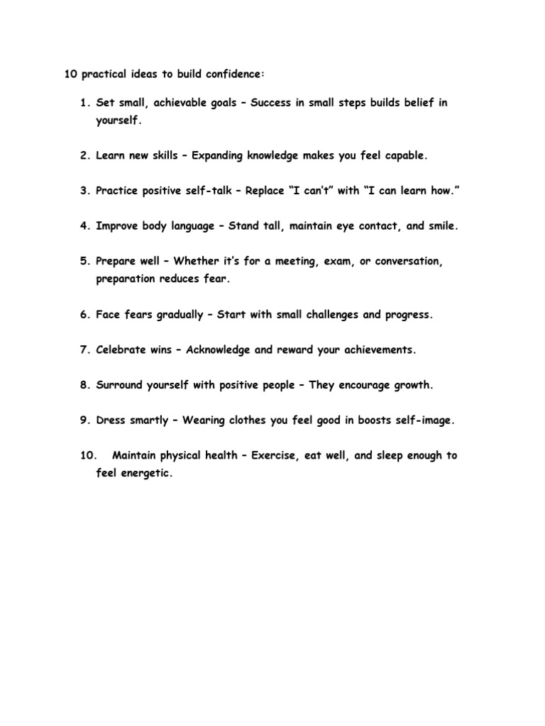10 Ideas To Build Confidence | PDF