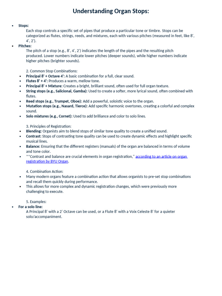 Guide to Organ Stops and Registration | PDF