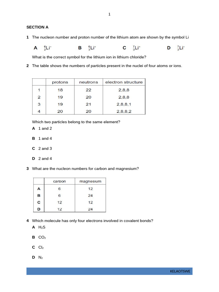 2. Periodic Table, Chemical Bonding SDA | PDF | Ionic Bonding | Ion