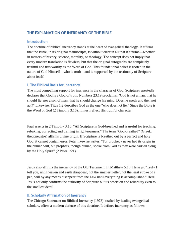 Explanation of Inerrancy | PDF | Biblical Inerrancy | Bible
