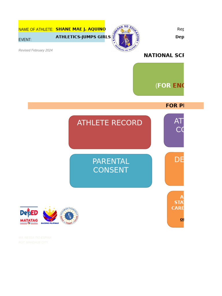 2024 - Athlete Record Aquino, Shane Mae | PDF | Medical Specialties | Diseases And Disorders