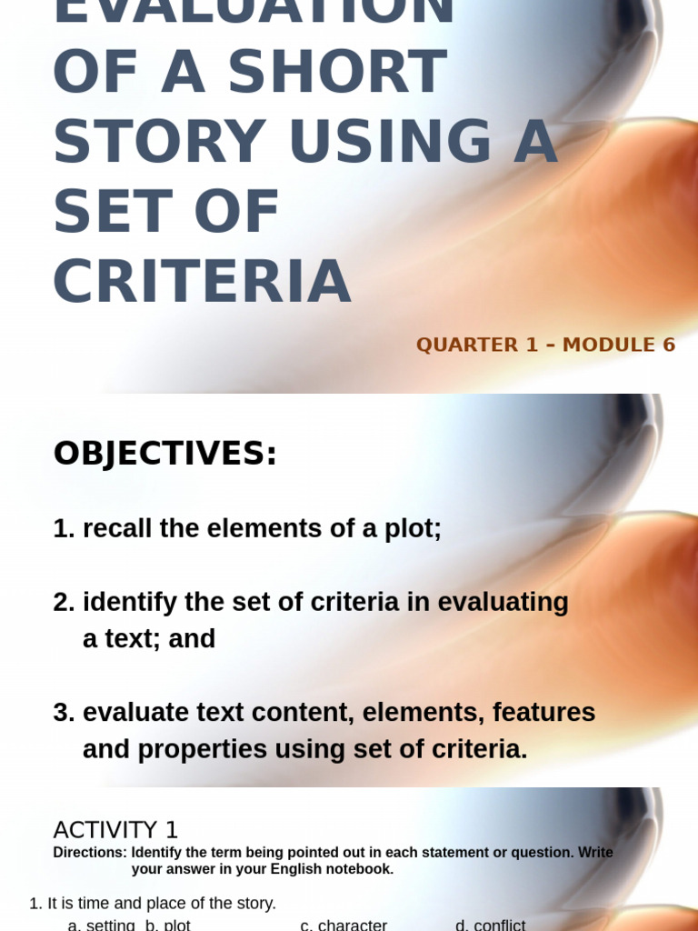 q1 m6 PPT Evaluation of A Short Story Using A Set | PDF | Hades | Orpheus