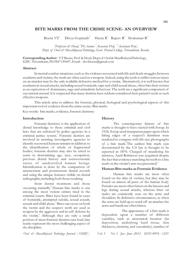Forensic Analysis of Sexual Bite Marks | PDF