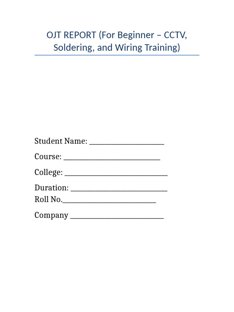 OJT Report Beginner Professional | PDF | Manufactured Goods ...
