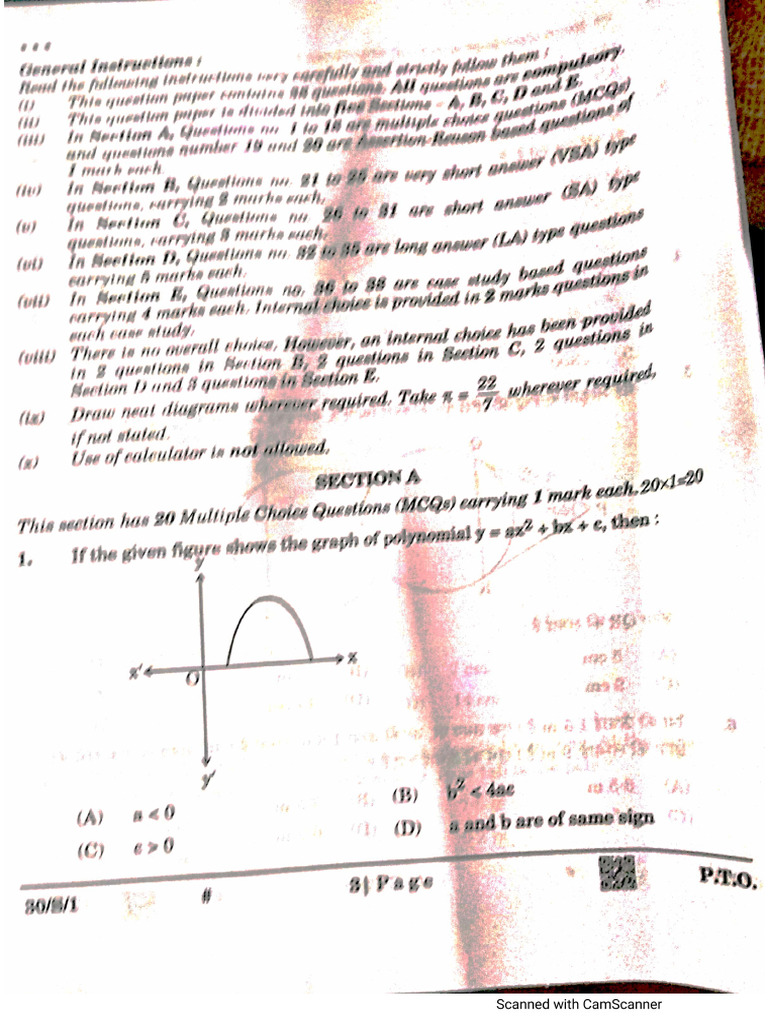Compartment Paper, X, Maths | PDF