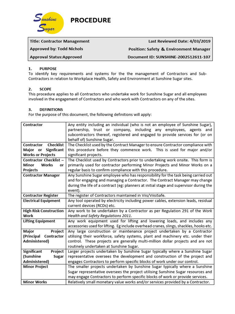 Contractor Management System-2 | PDF | Occupational Safety And Health ...