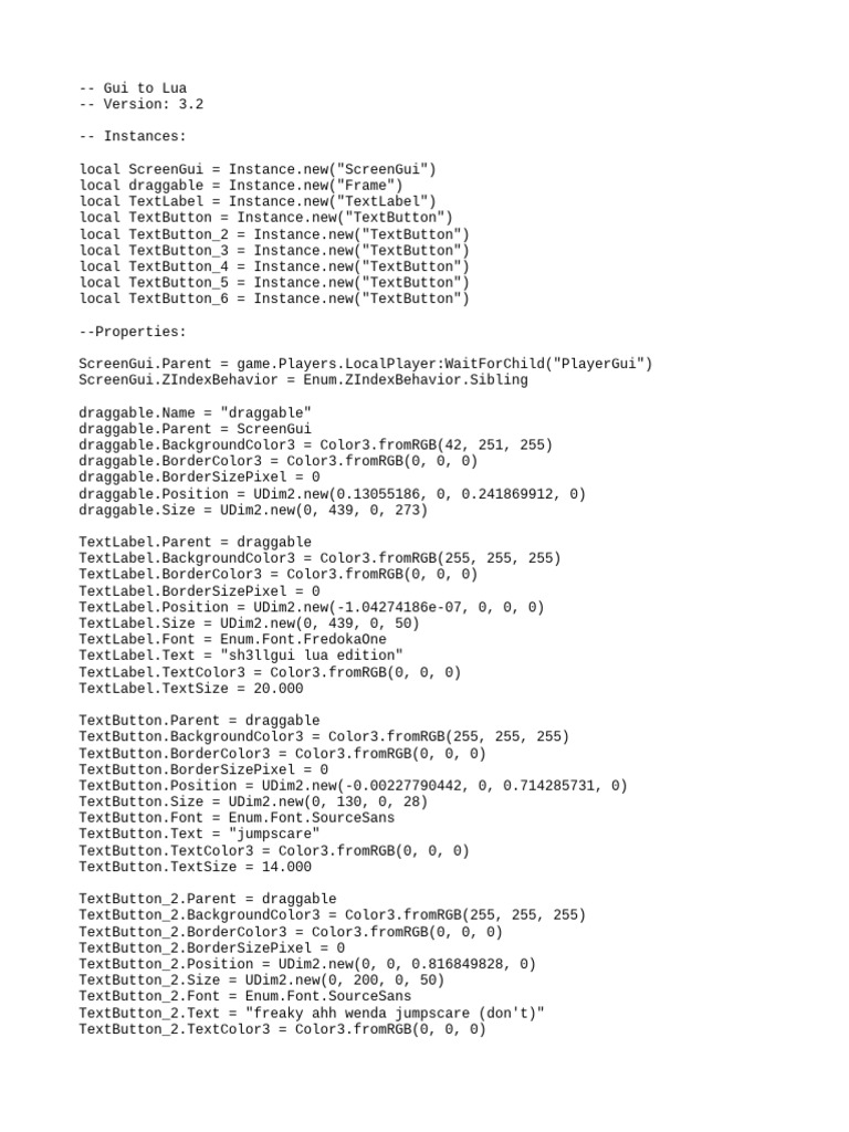 Sh3llgui You Need A Lua Executor Like Rc7 Idk | PDF | Computer Programming