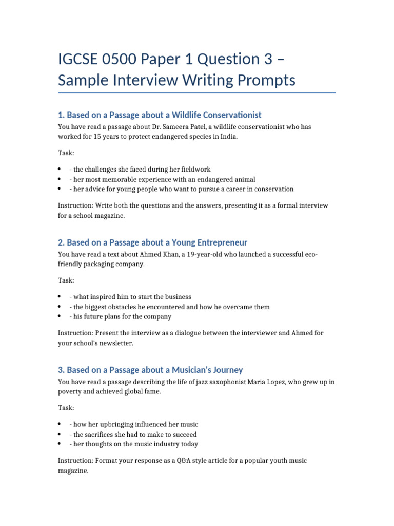 Interview Sample Questions | PDF