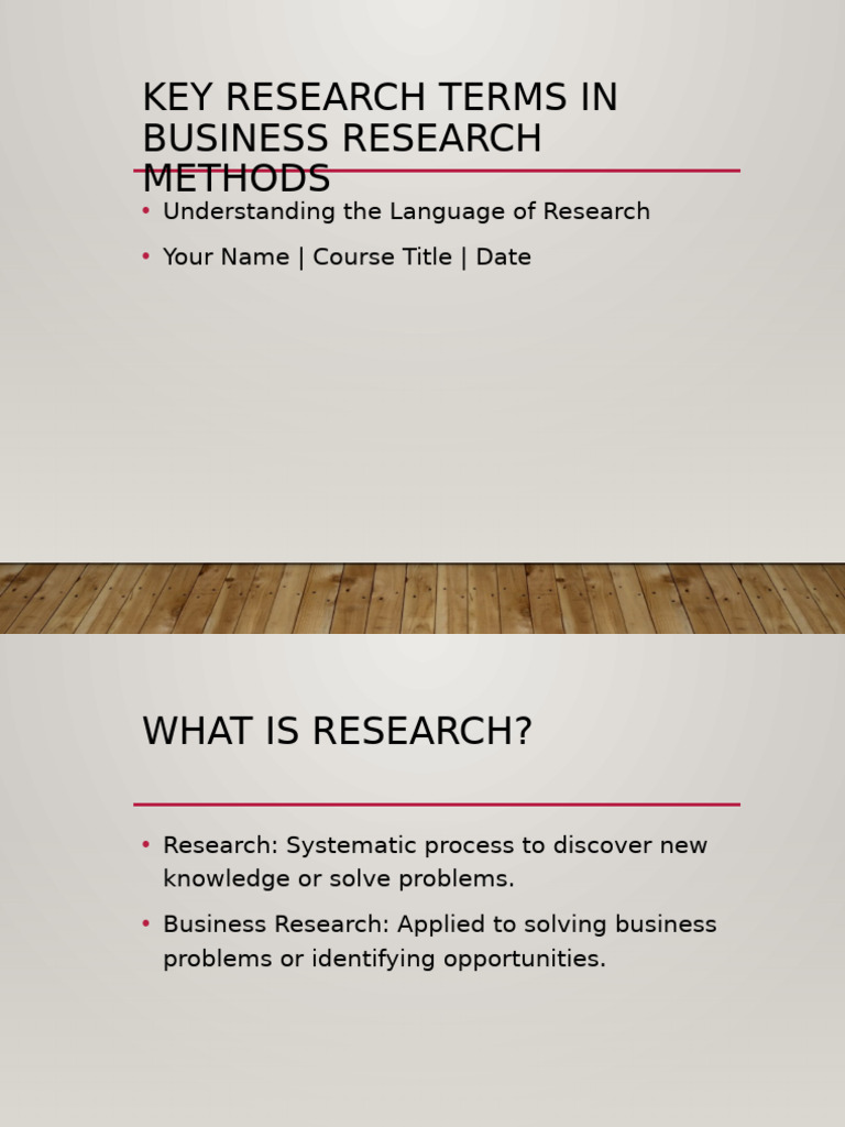 Key Terms in Business Research Methods | PDF