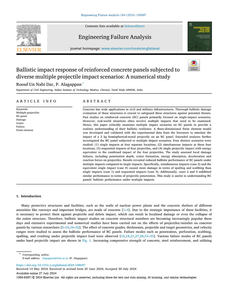 Ballistic Impact Response of Reinforced Concrete Panels Subjected To ...