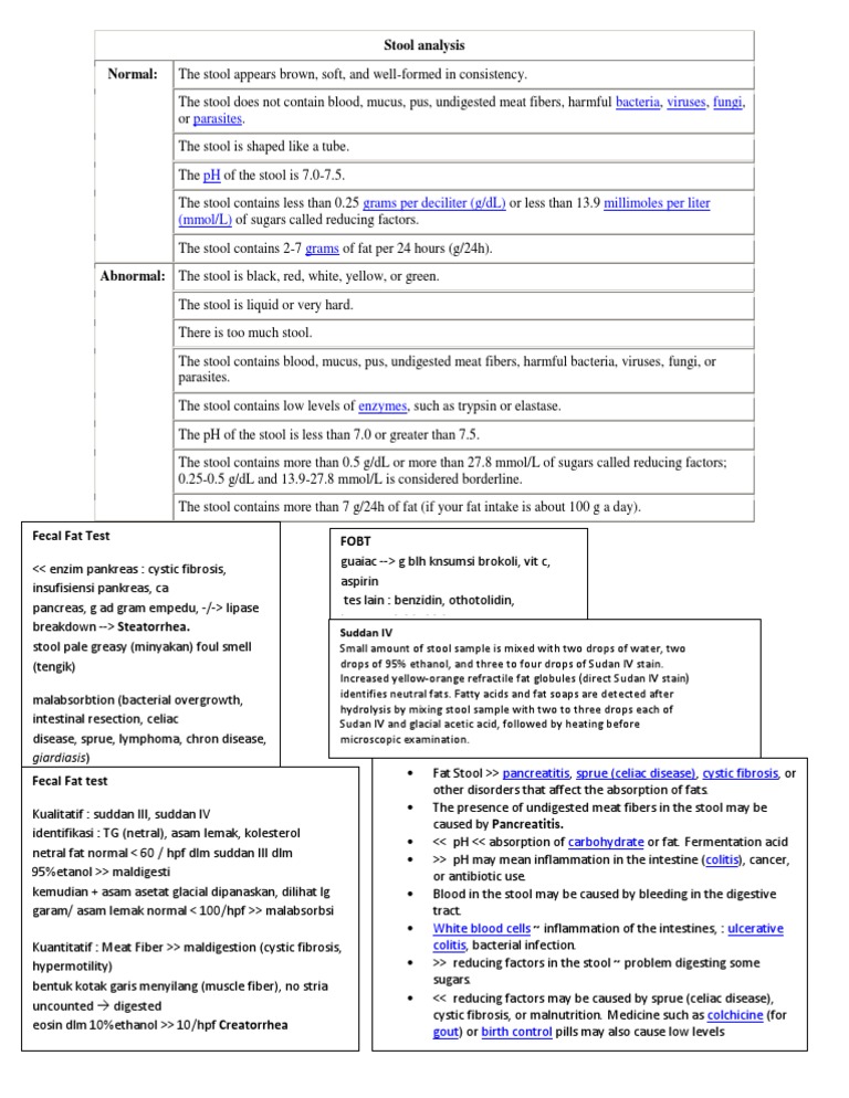 Stool Analysis | PDF | Human Feces | Coeliac Disease