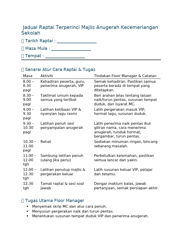 Jadual Raptai Majlis | PDF