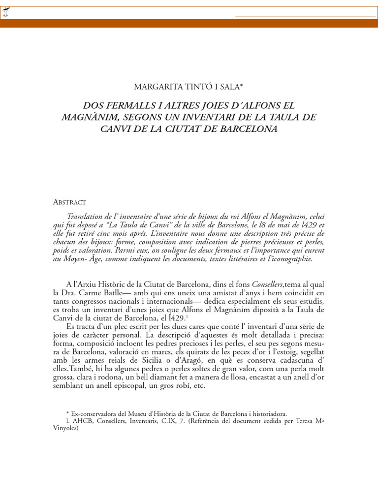 Dos Fermalls I Altres Joies D'alfons El Magnanim | PDF