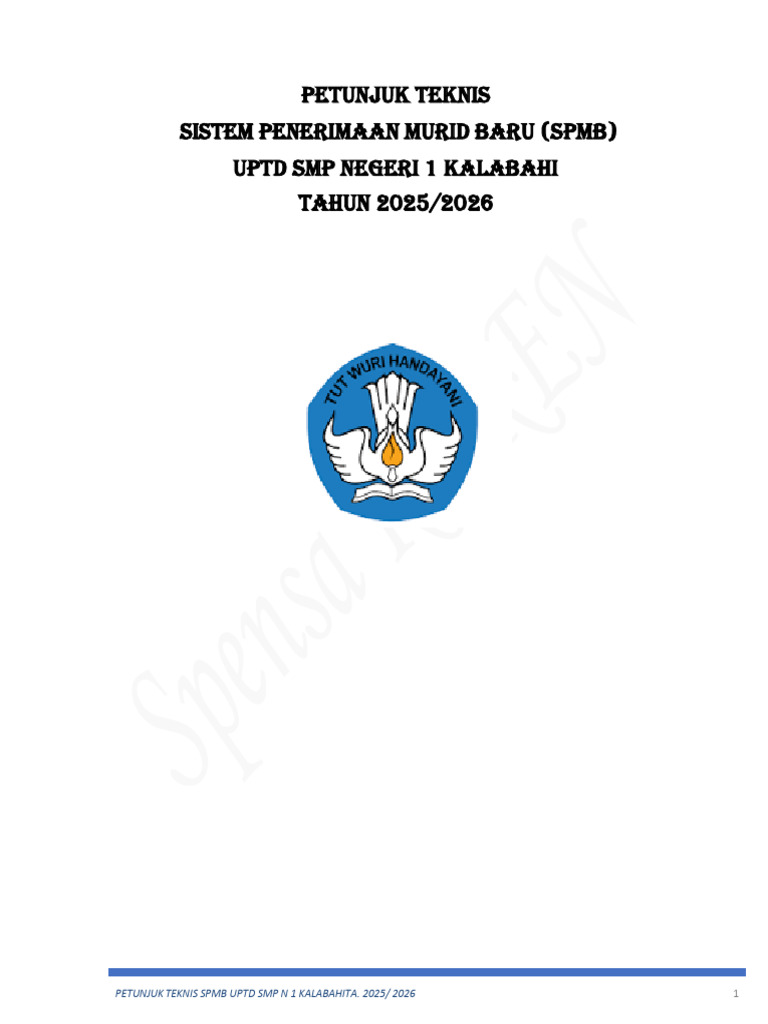 Petunjuk SPMB SMPN 1 Kalabahi 2025/2026 | PDF