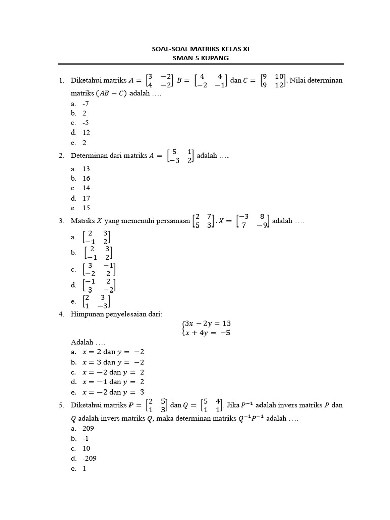 Soal - Soal Matriks | PDF