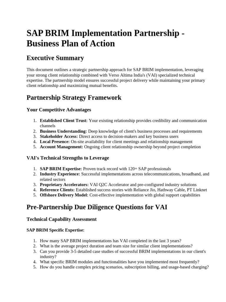 SAP BRIM Implementation Partnership Plan | PDF | Project Management ...
