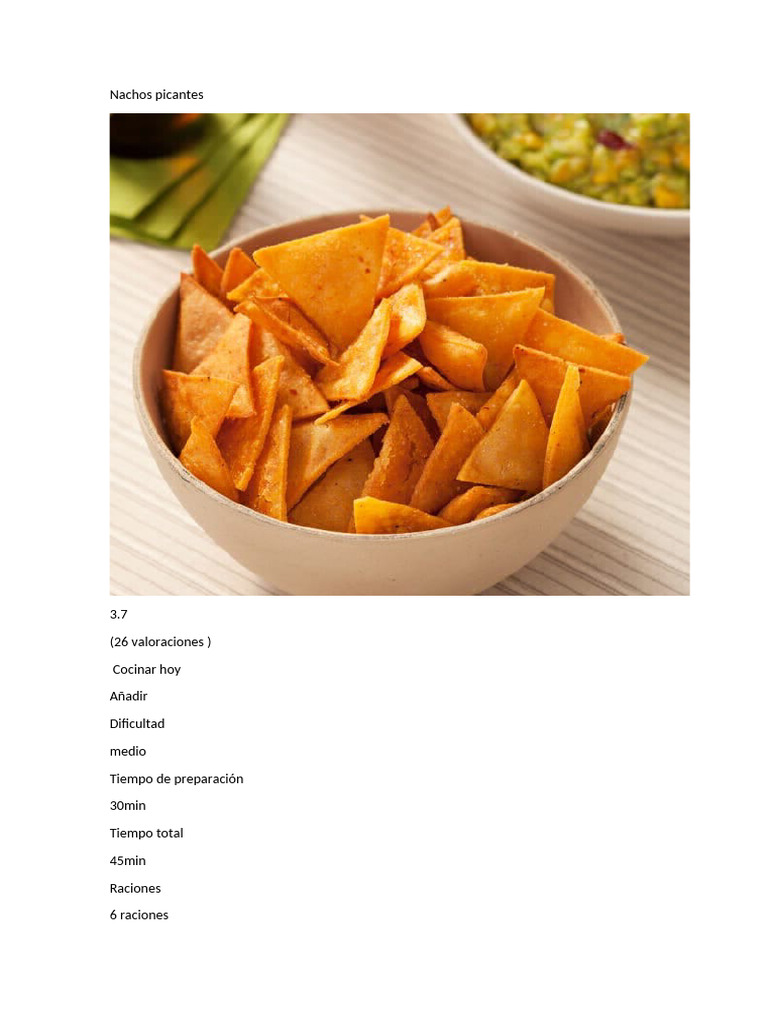Receta de Nachos Picantes Caseros | PDF