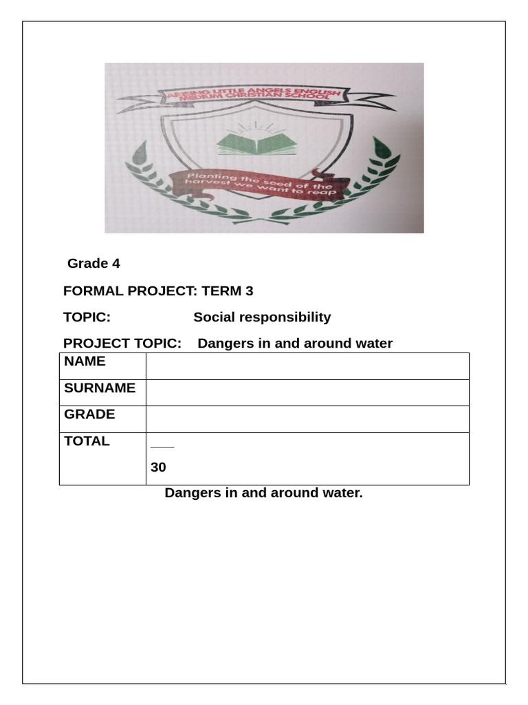 Grade 4 Life Skills Project | PDF | Information | Water