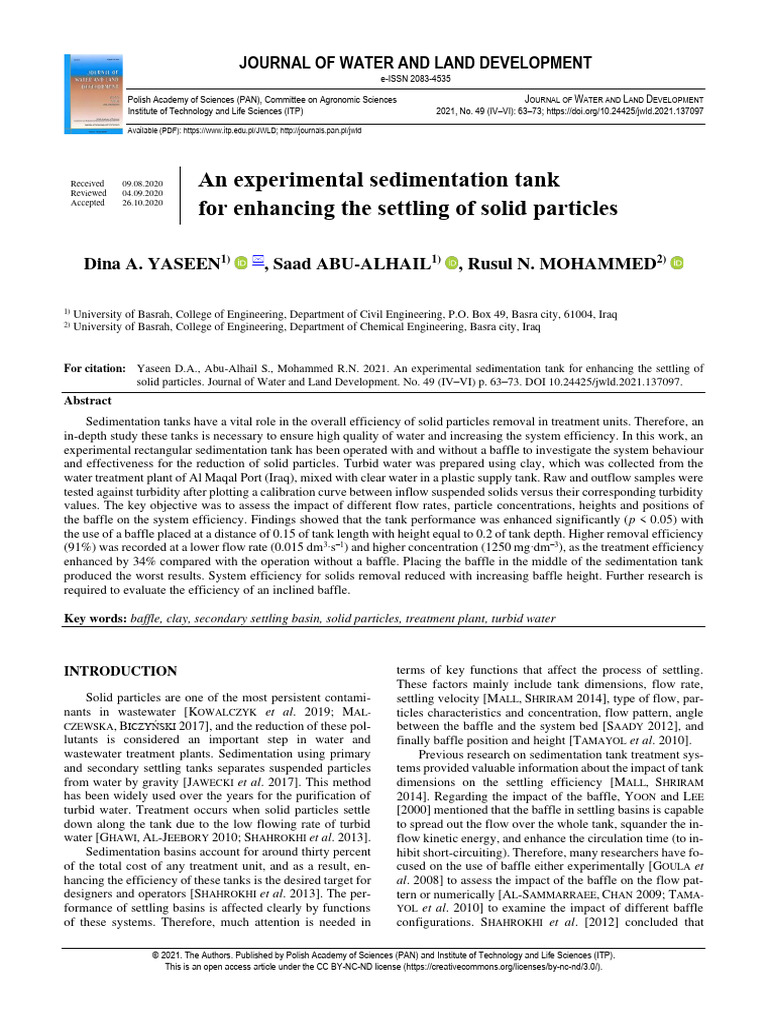 Experimental Sedimentation Tank Study | PDF | Water Pollution | Earth ...