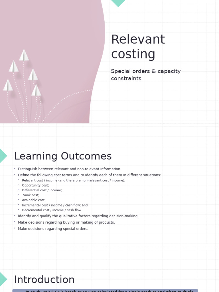 Relevant Costing for Optimal Sales Mix | PDF | Profit (Economics ...
