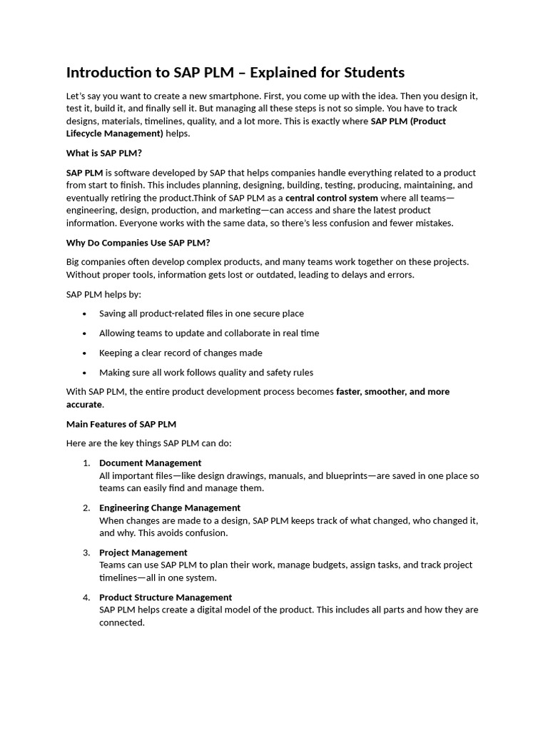 Introduction to SAP PLM for Students | PDF | Product Lifecycle | Computing