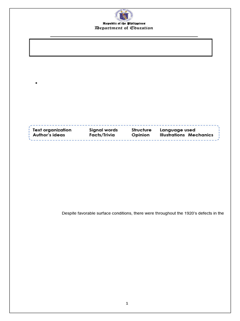 Reading and Writing Skills Week 3 4thqtr Worksheets | PDF