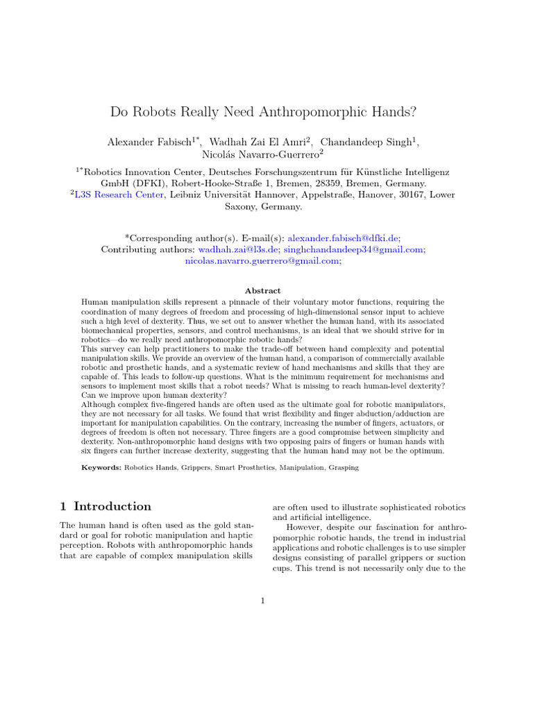 Do Robots Really Need Anthropomorphic Hands? | PDF | Thumb | Finger