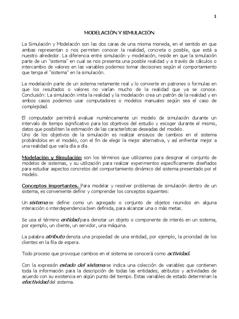 Modelación y Simulación de Sistemas | PDF | Simulación por ordenador ...