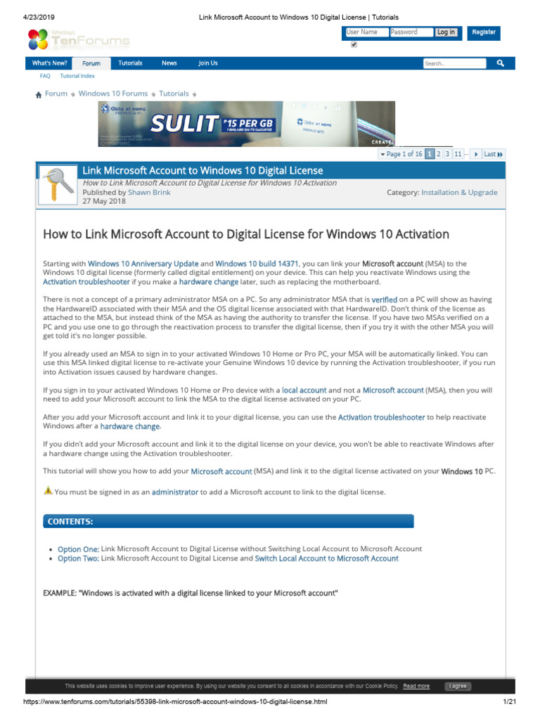 Link Microsoft Account To Windows 10 Digital License - Tutorials | PDF | Windows 10 | Microsoft ...