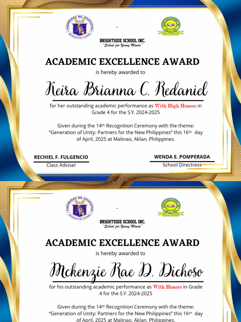 Academic Excellence Awards | PDF | Kindergarten | School Types