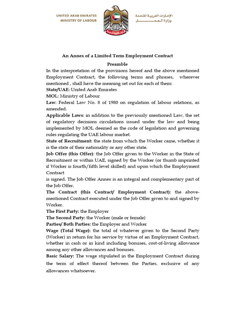 An Annex of A Limited Term Employment Contract - Aspx | PDF | Cost Of ...