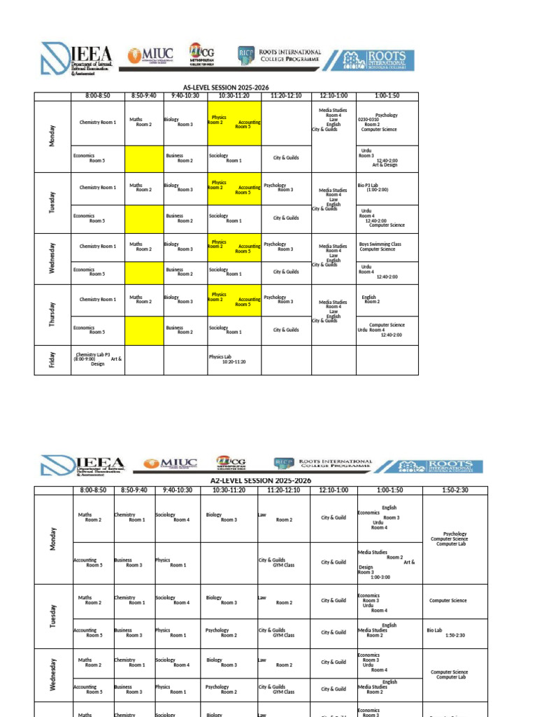 A Level Timetable New 2025 (Edited) | PDF