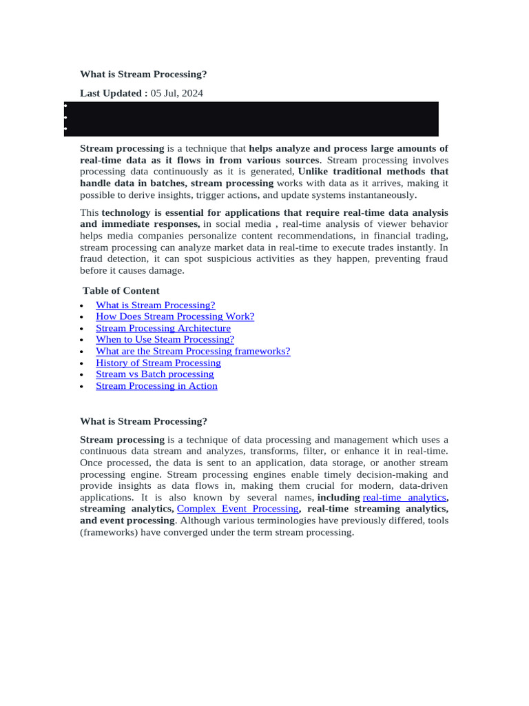 What Is Stream Processing | PDF | Analytics | Data