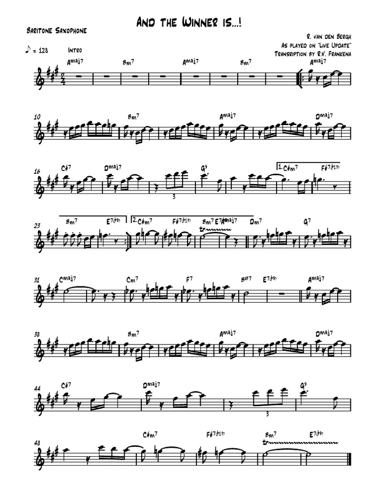 And The Winner Is - Baritone Saxophone | PDF
