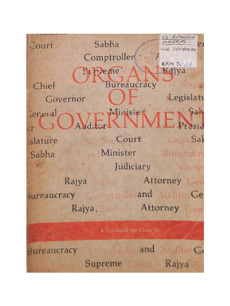 Organs of Government: Political Science Textbook | PDF | Bill (Law ...