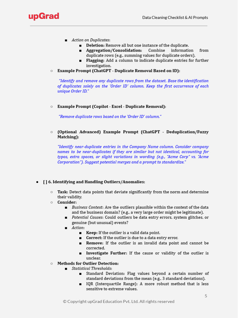 Data Cleaning Checklist - 26 AI Prompts - 40 Prompts - 1 ...